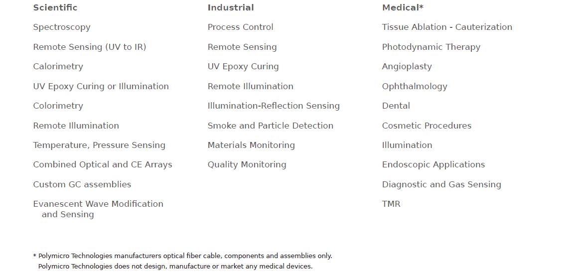 Polymicro Fiber Optic and Capillary Assemblies - (주)비엠레이저솔루션
