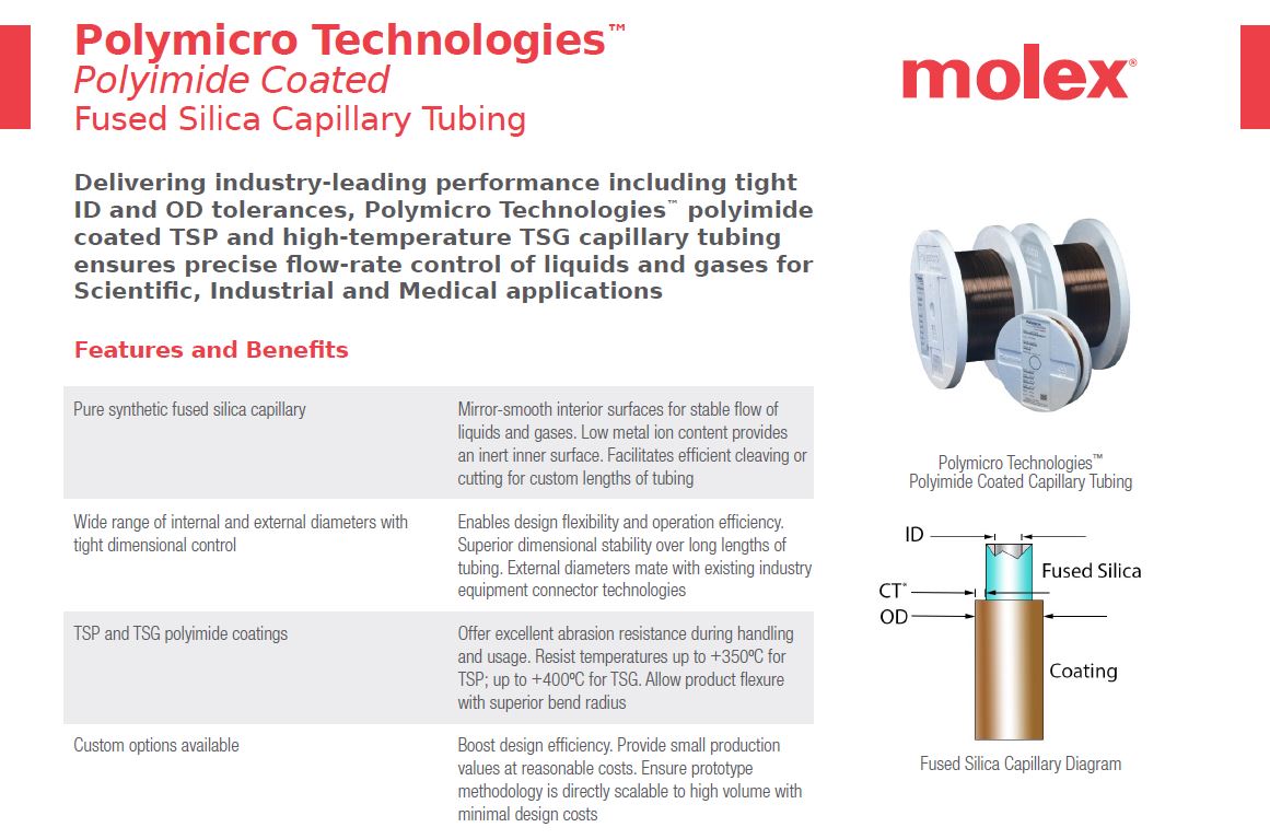 Polymicro Technologies™ Polyimide Coated Fused Silica Capillary Tubing ...