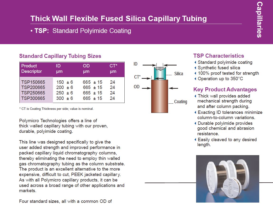 Thick Wall Flexible Fused Silica Capillary Tubing - (주)비엠레이저솔루션