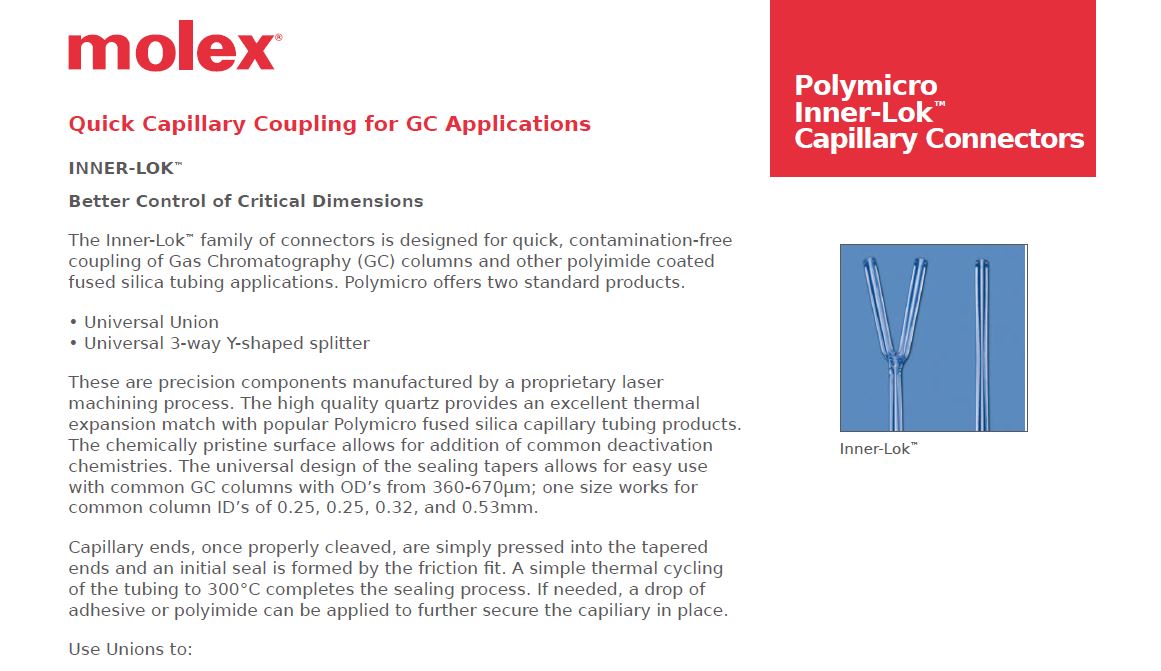 Polymicro Inner-Lok™ Capillary Connectors - (주)비엠레이저솔루션