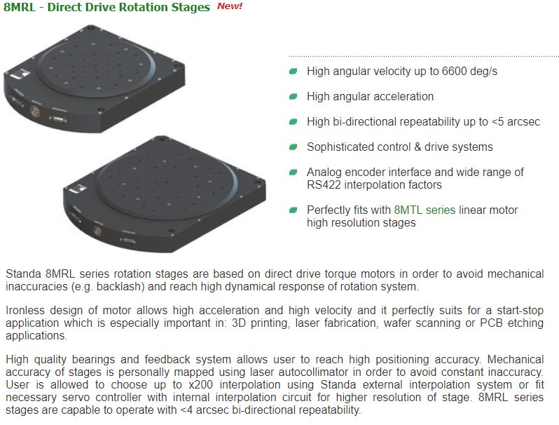8MRL - Direct Drive Rotation Stages - (주)비엠레이저솔루션