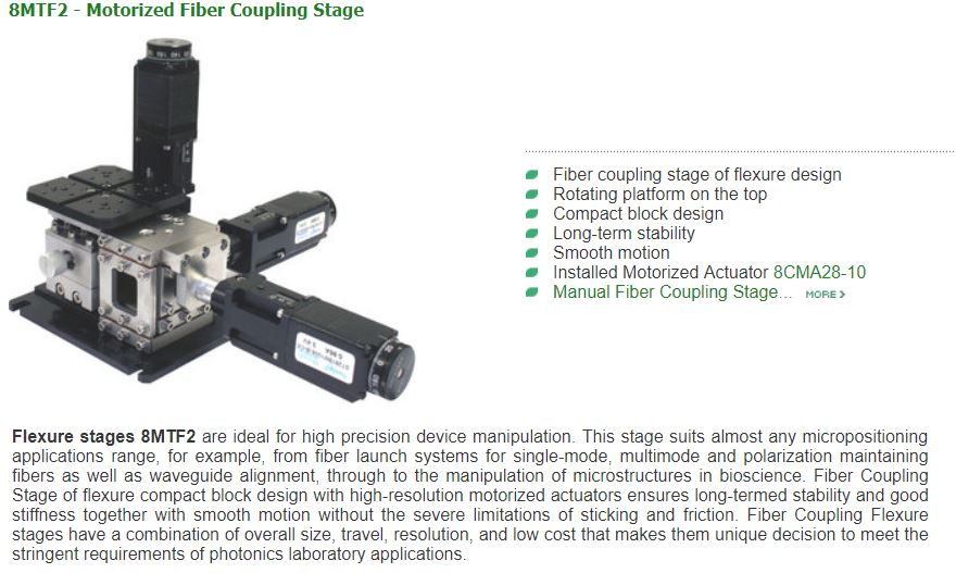 8MTF2 - Motorized Fiber Coupling Stage - (주)비엠레이저솔루션