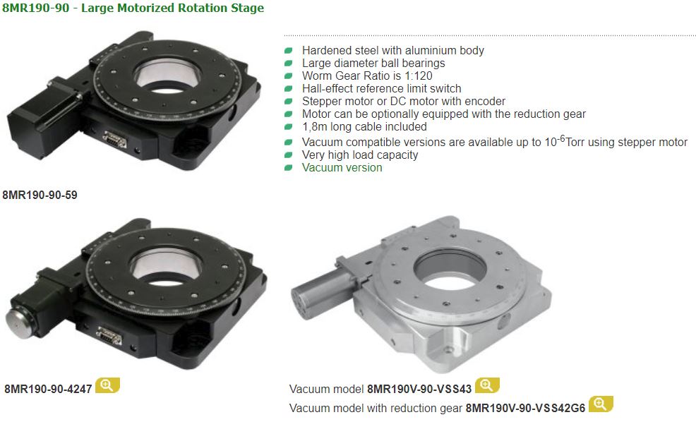 8MR190-90 - Large Motorized Rotation Stage - (주)비엠레이저솔루션