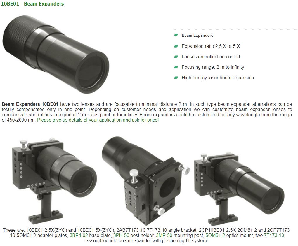 10BE01 - Beam Expanders - (주)비엠레이저솔루션