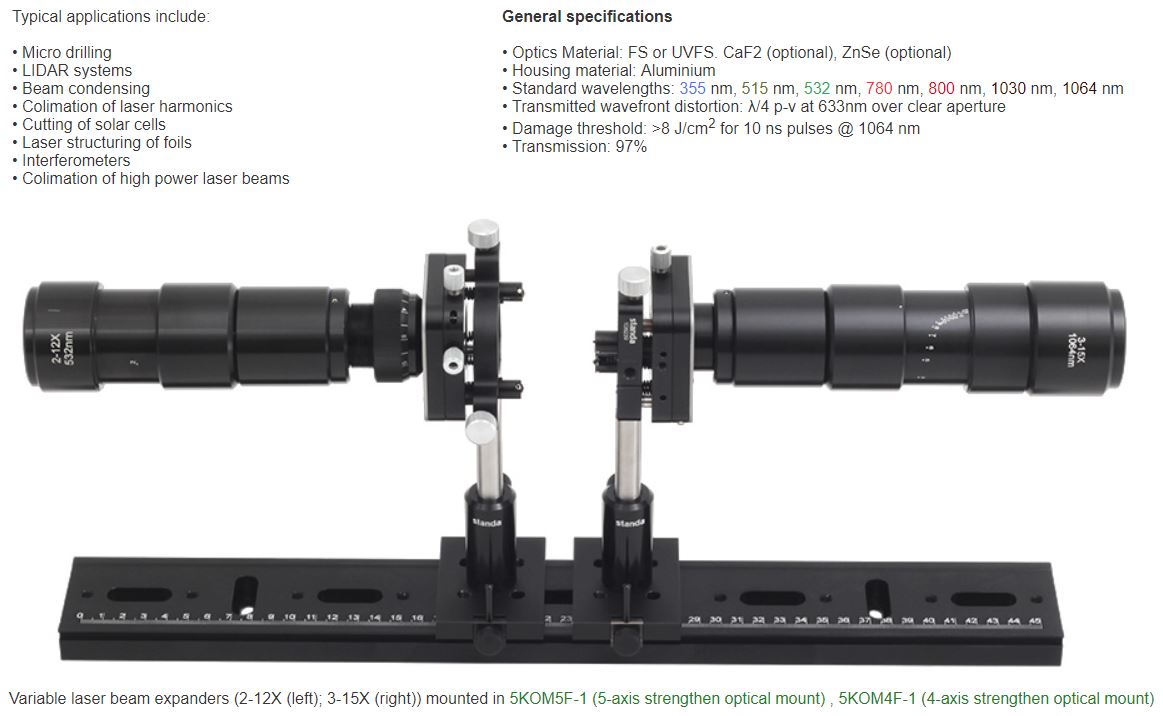 10BE03 - Variable Zoom Laser Beam Expanders - (주)비엠레이저솔루션